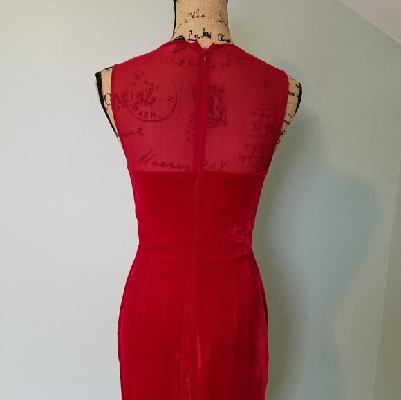 Moda International | Dresses | Burgundyred Velvet Sheer Dress | Poshmark